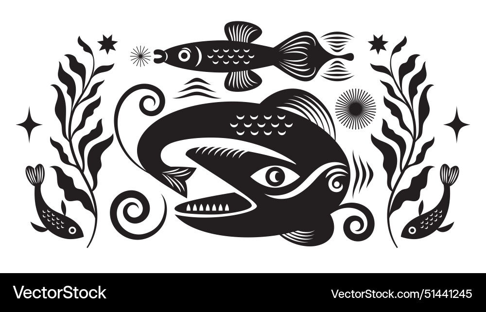 Showing stylized fishes Royalty Free Vector Image