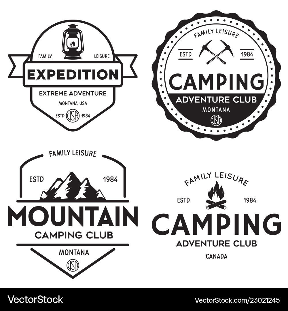 Summer camp with design elements camping Vector Image