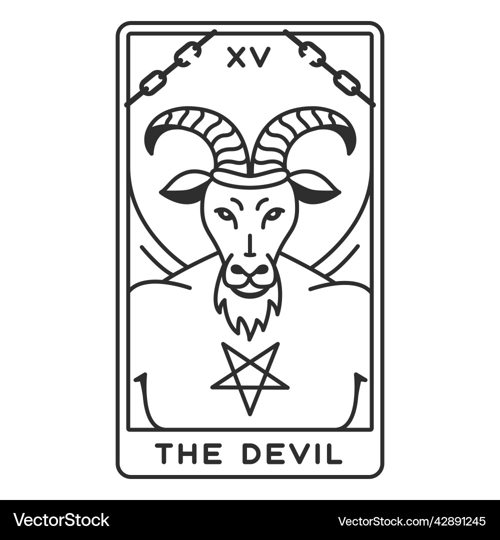 Tarot card the devil stroke high quality Vector Image