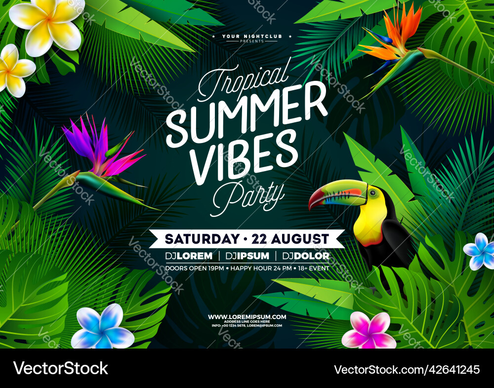 Tropical Summer Party Flyer Royalty Free Vector Image