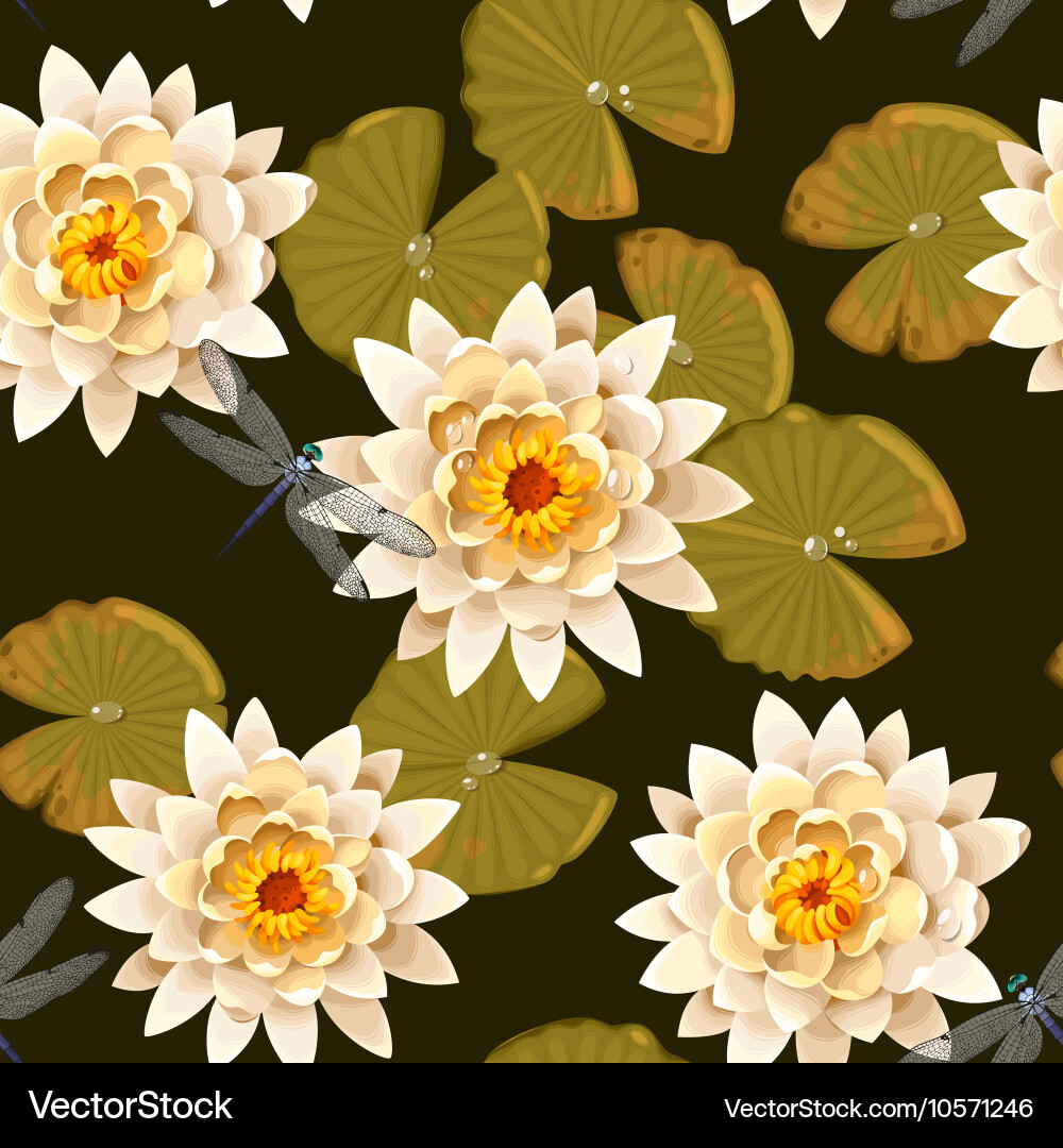 Blooming lotus seamless Royalty Free Vector Image