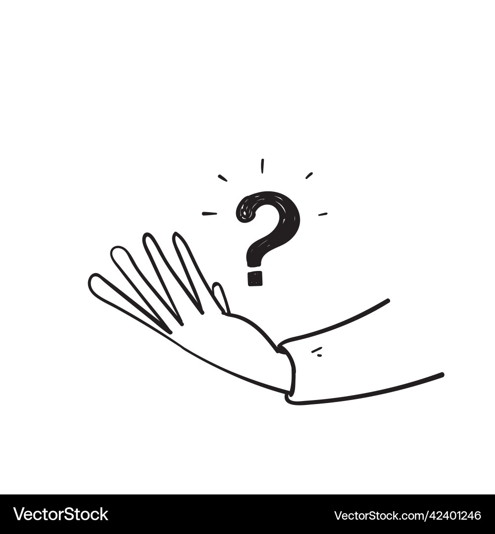 Hand drawn doodle holding question mark Royalty Free Vector