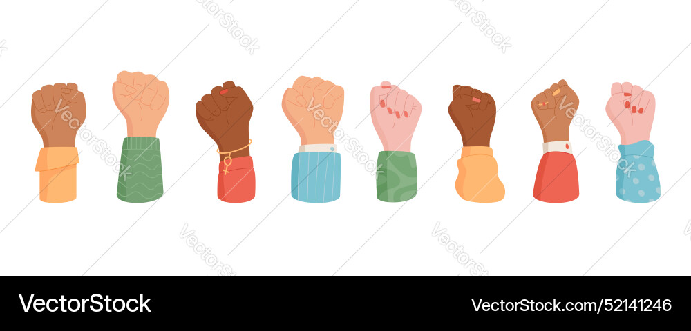 Isolated hands with protest sign fist collection Vector Image