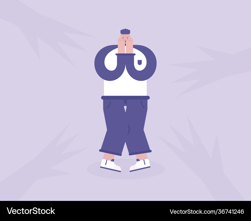 Man afraid fear shadows and schizophrenia Vector Image