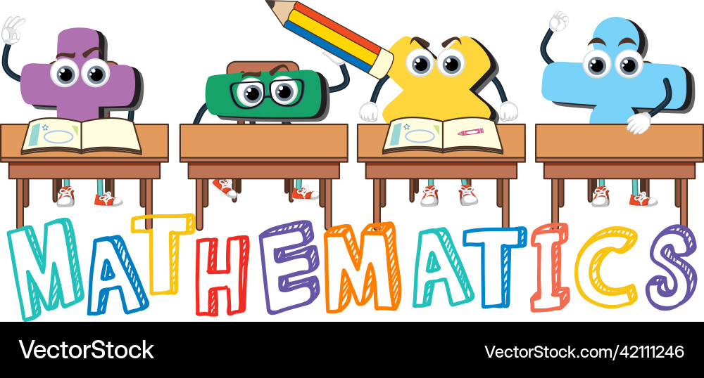 Mathematics word logo in cartoon style Royalty Free Vector