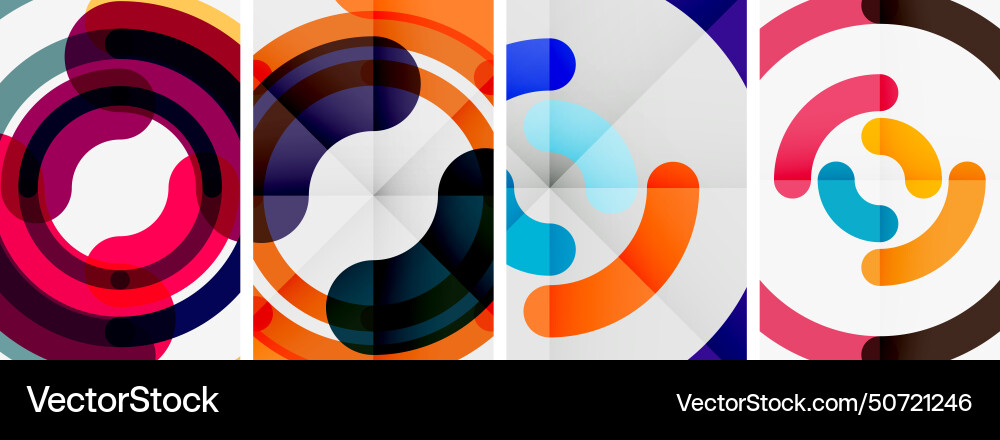 Set of line design circle posters Royalty Free Vector Image