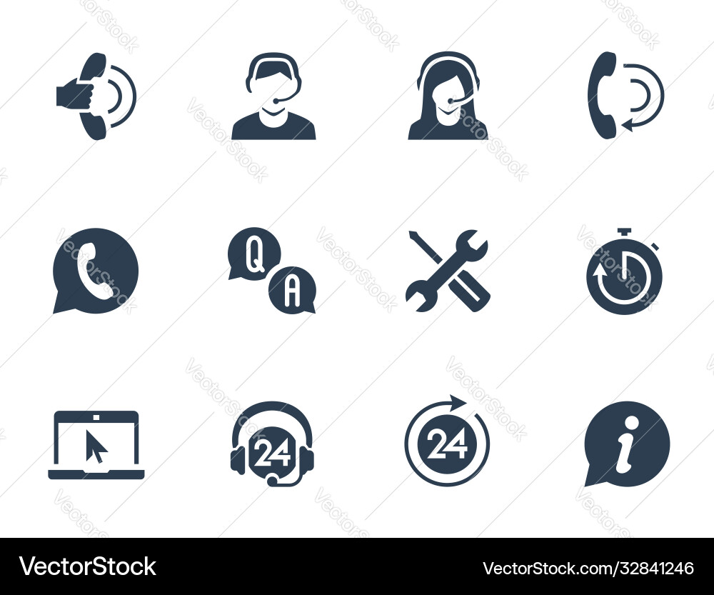 Support service and telemarketing icon set Vector Image