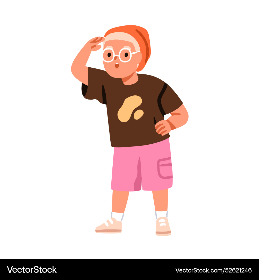 Surprised kid looking at distance cute curious Vector Image