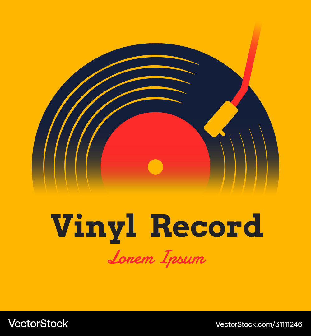 Vinyl record music design with yellow background Vector Image