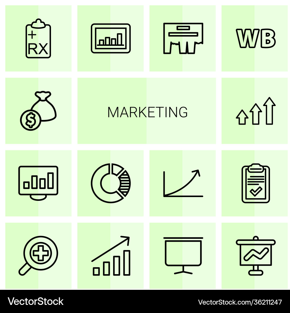 14 marketing icons Royalty Free Vector Image - VectorStock