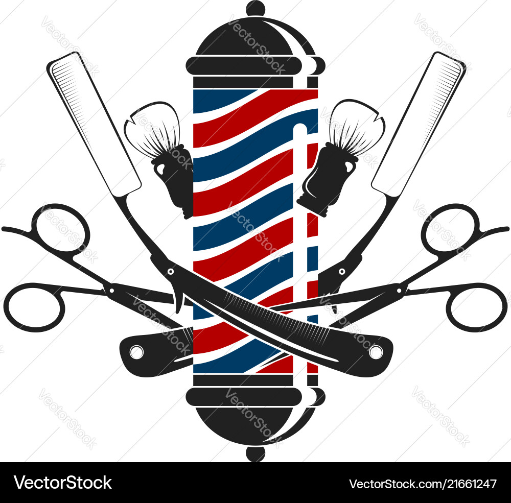 Barber Shop Symbol - Razor & Scissors Vector Image