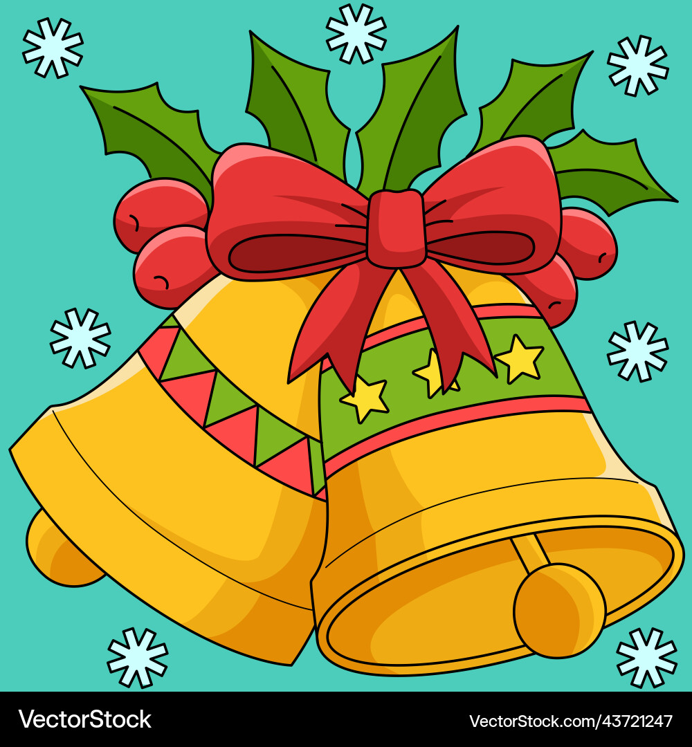 Christmas bell colored cartoon Royalty Free Vector Image