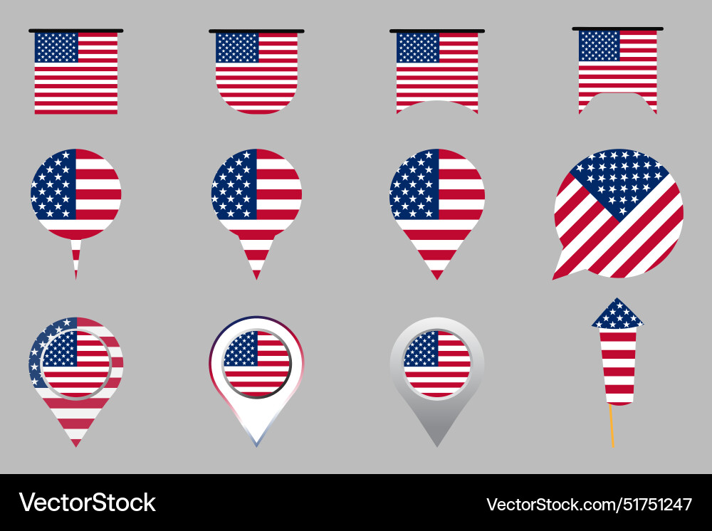 Flag of usa set Royalty Free Vector Image - VectorStock