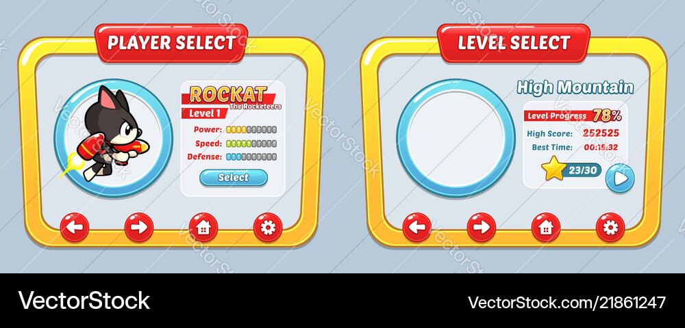 Game user interface templates Royalty Free Vector Image