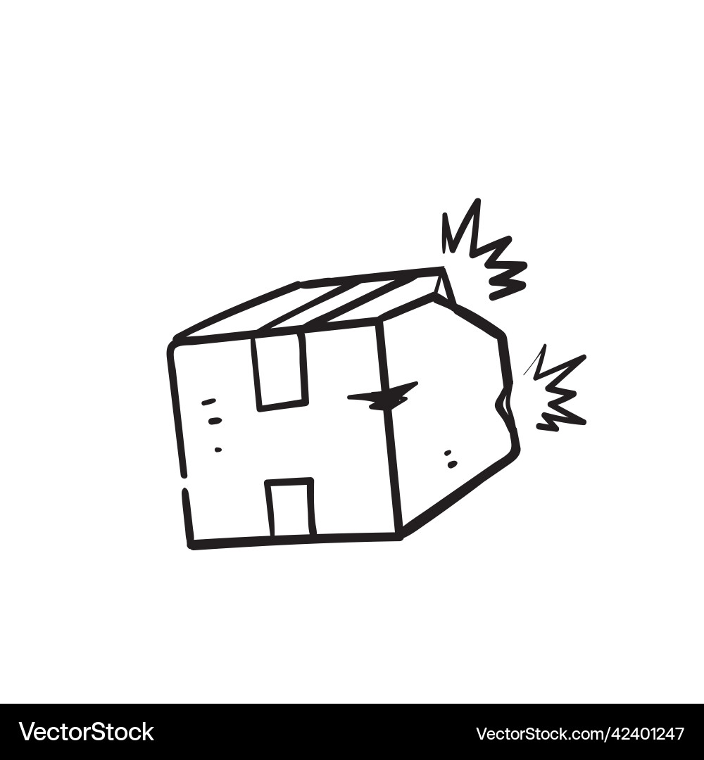 Hand drawn doodle broken cardboard icon isolated Vector Image