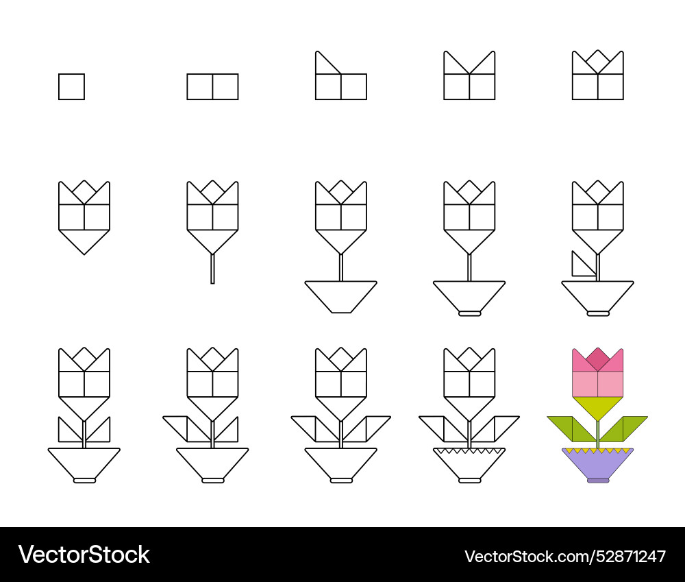 How to draw step by worksheet easy guide Vector Image