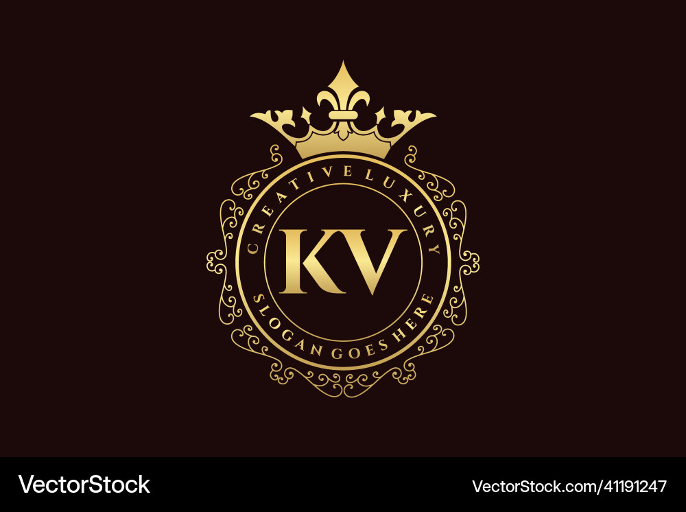 Kv initial letter luxury calligraphic feminine Vector Image