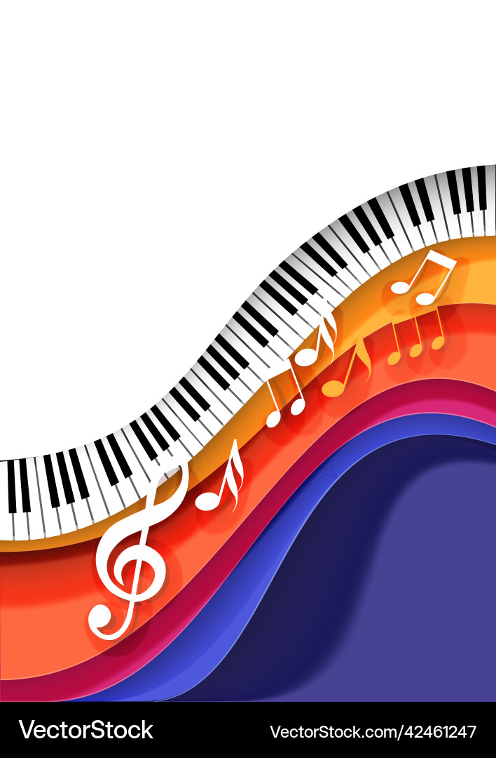 Piano keyboard and note music abstract background Vector Image