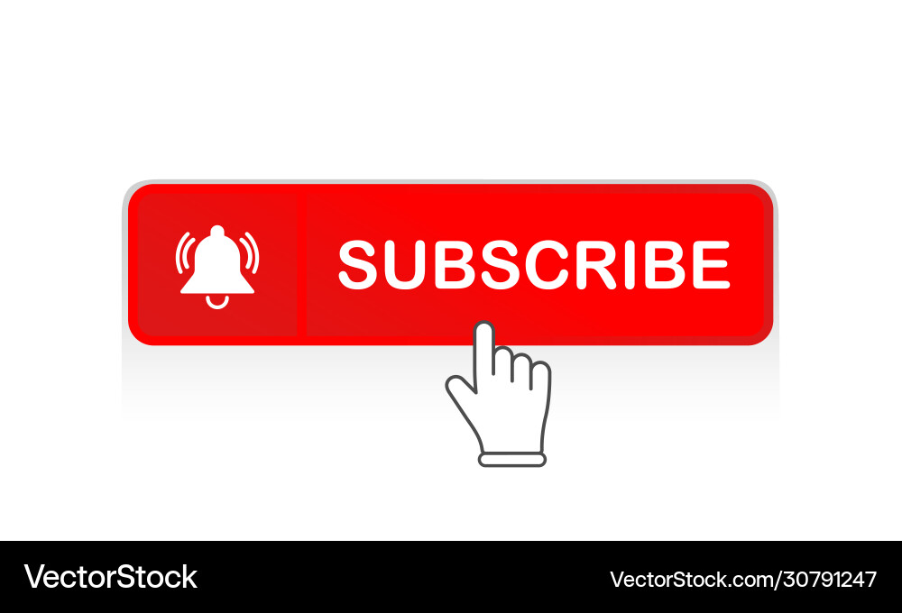 Red subscribe button with mouse pointer Royalty Free Vector