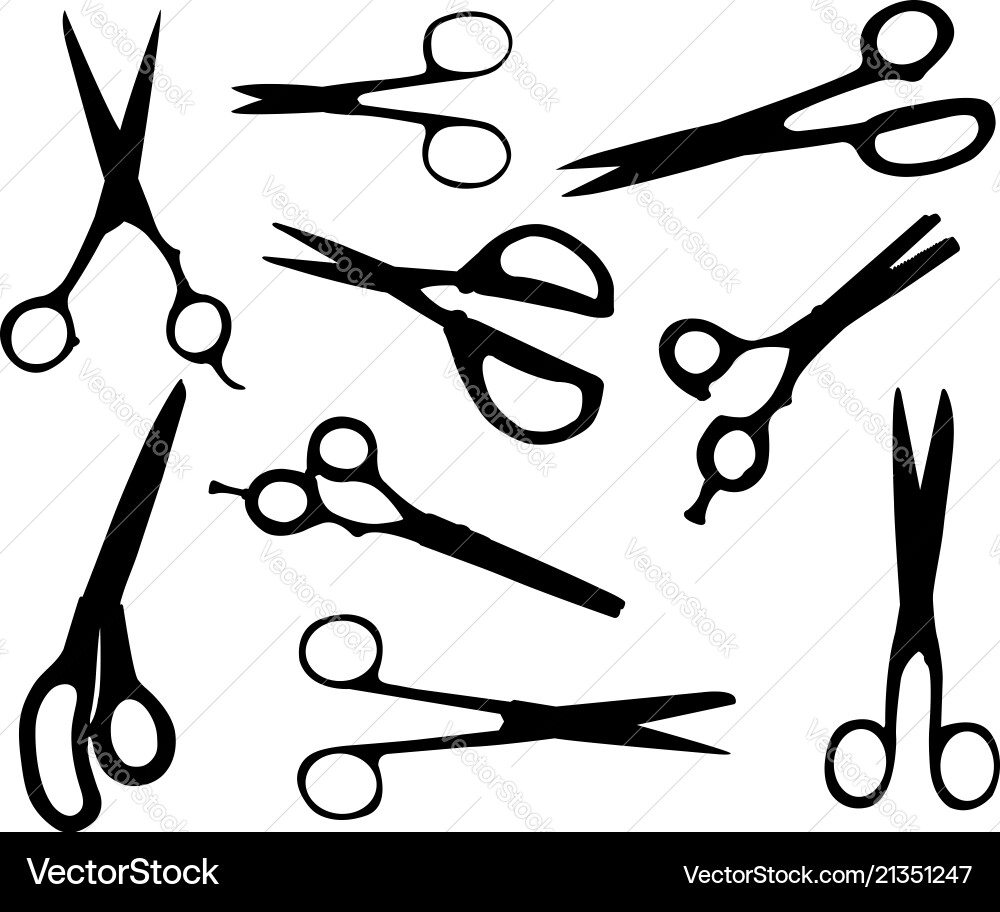 Scissors silhouettes collection Royalty Free Vector Image