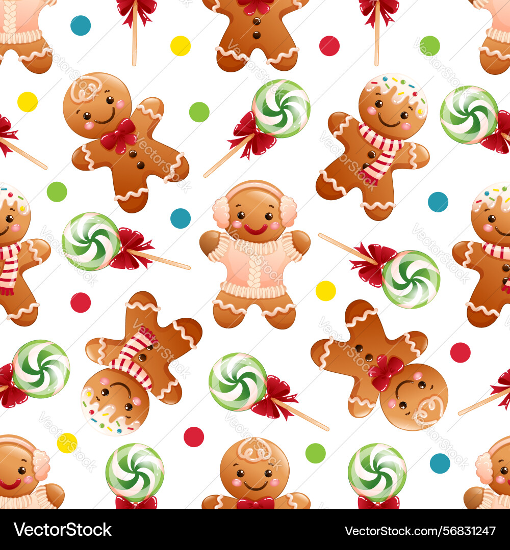 Seamless pattern with christmas gingerbread men Vector Image