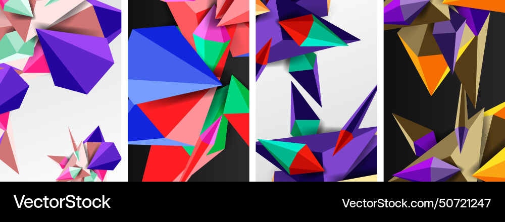 Set of triangle geometric low poly 3d shapes Vector Image