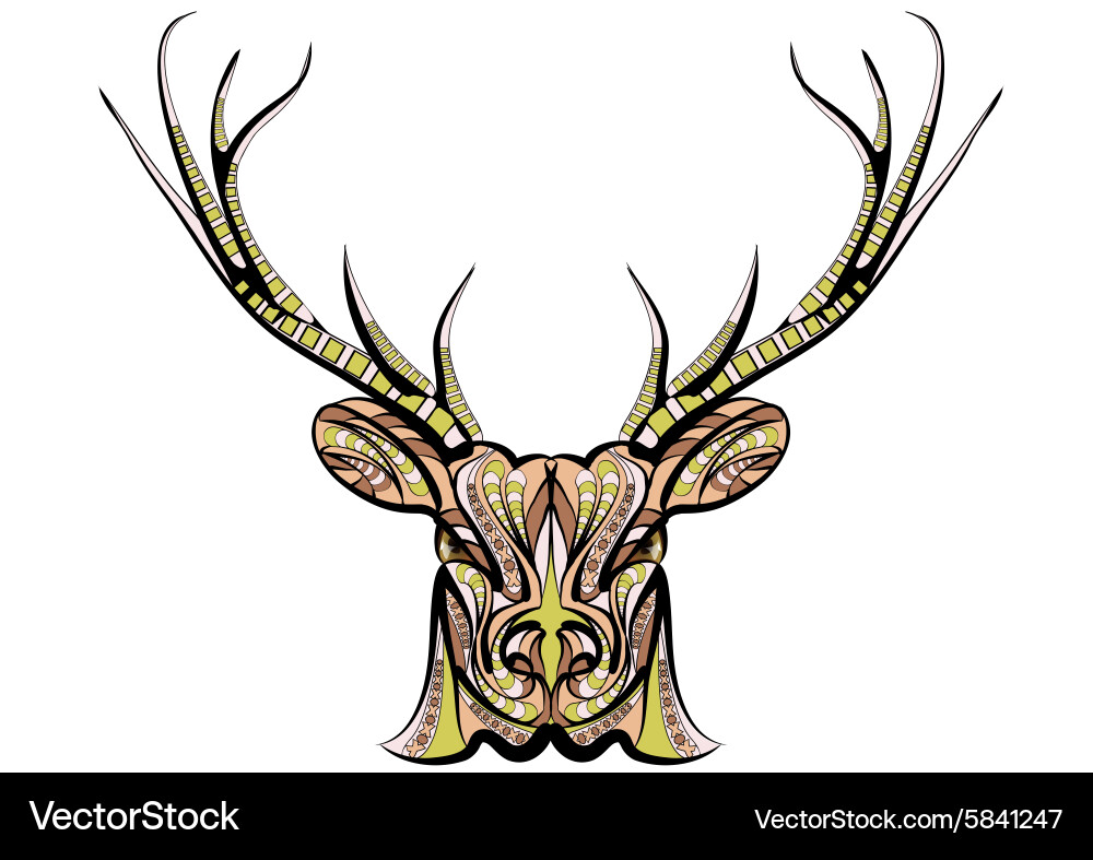 Tribal Deer Head Portrait Royalty Free Vector Image