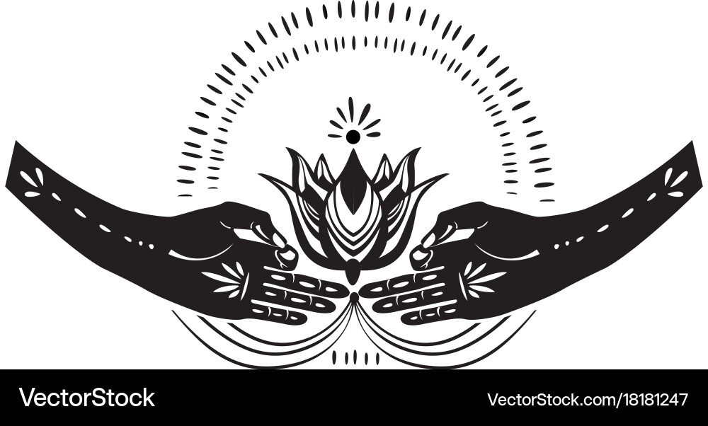Two hands holding lotus flower Royalty Free Vector Image