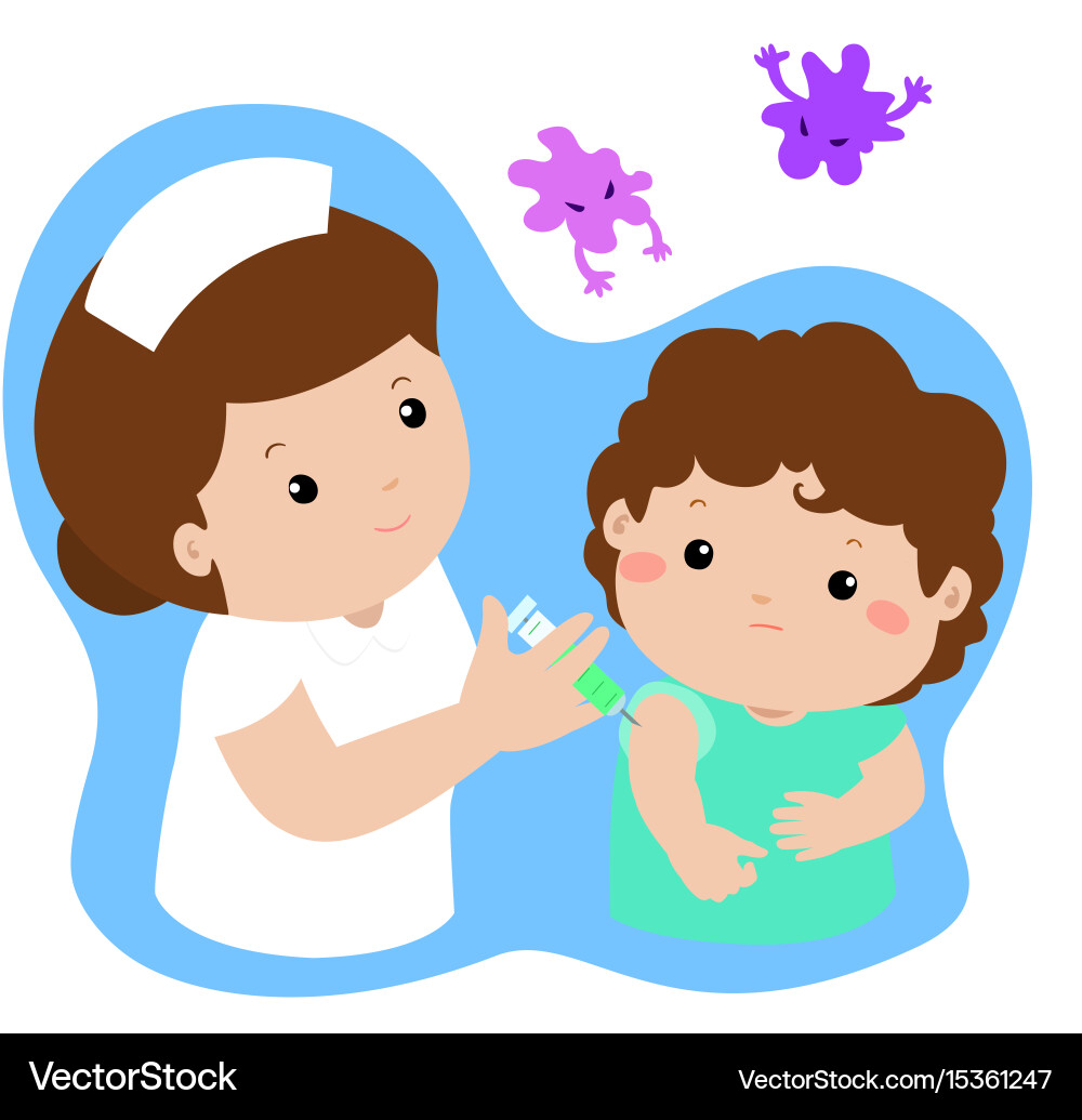Vaccination child cartoon Royalty Free Vector Image