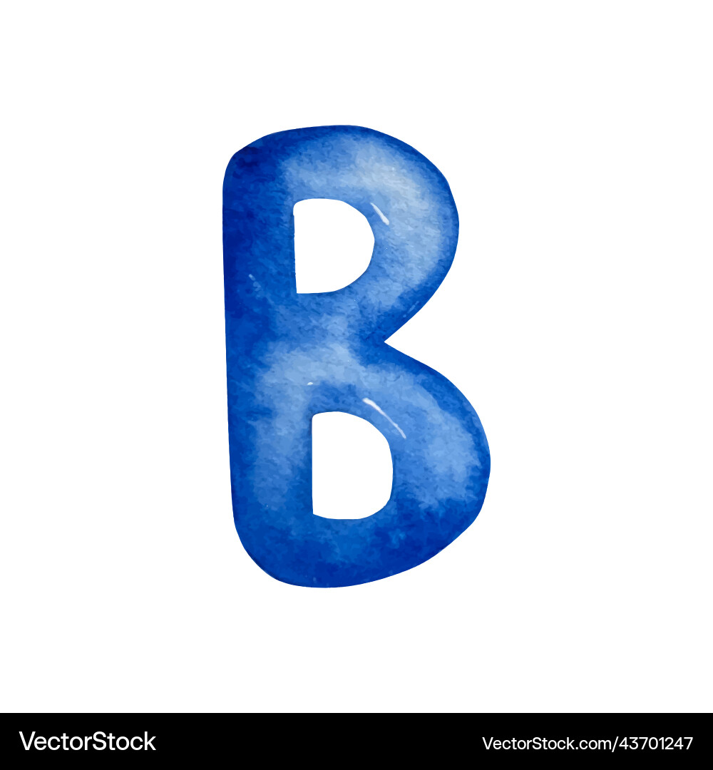 Watercolor blue letter b Royalty Free Vector Image