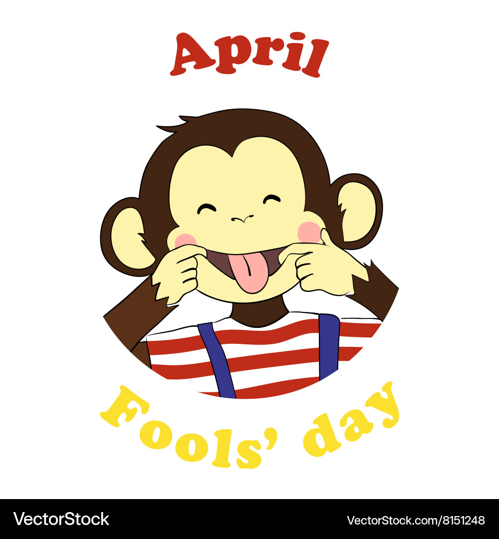 April 1 fools day cartoon icon Royalty Free Vector Image