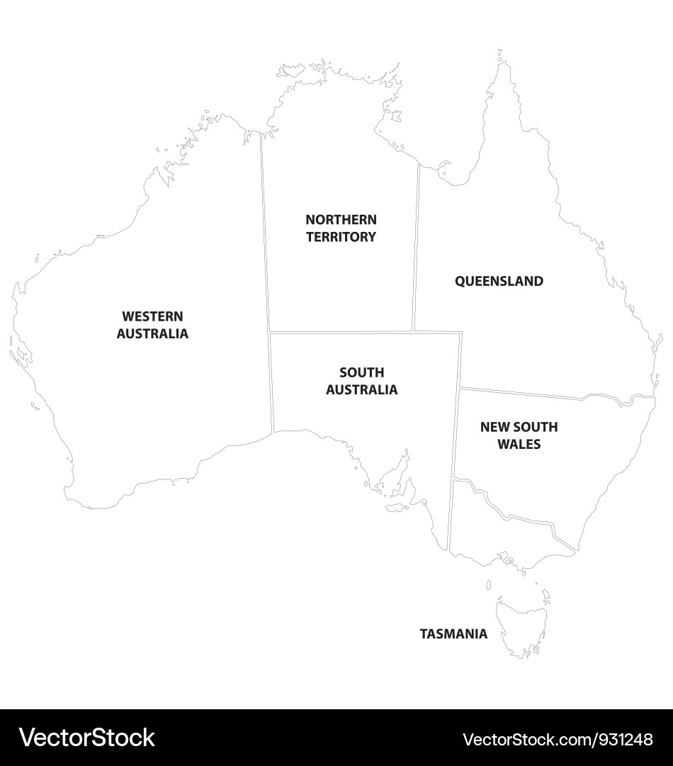 Australia State Map Outline – Royalty-Free Vector | VectorStock
