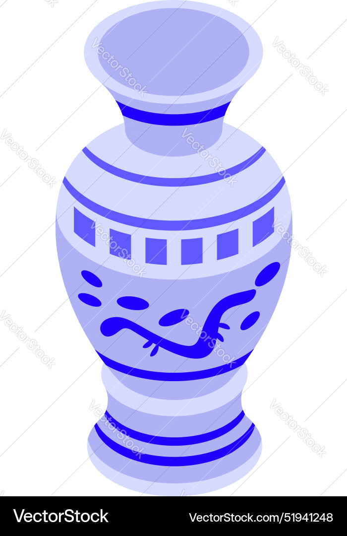 Blue chinese vase standing on white background Vector Image