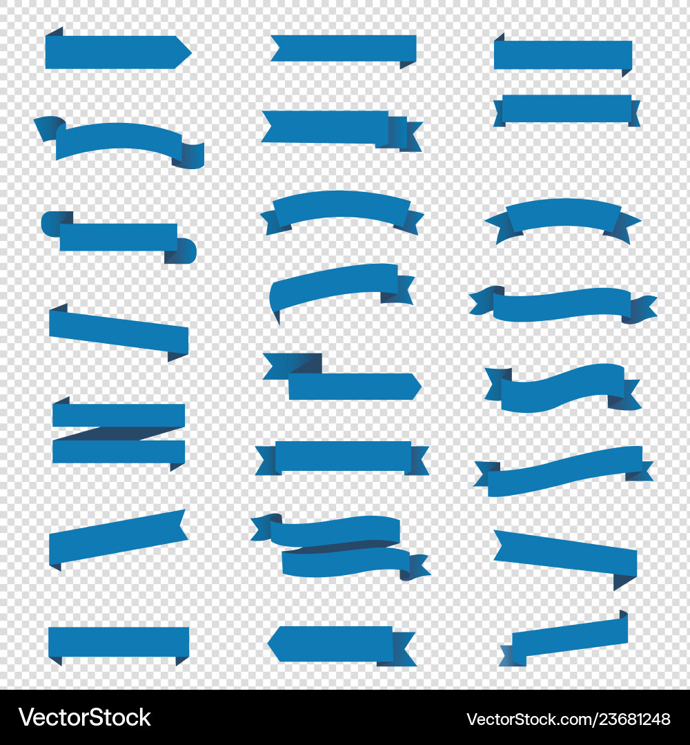 Blue ribbon set in isolated transparent background