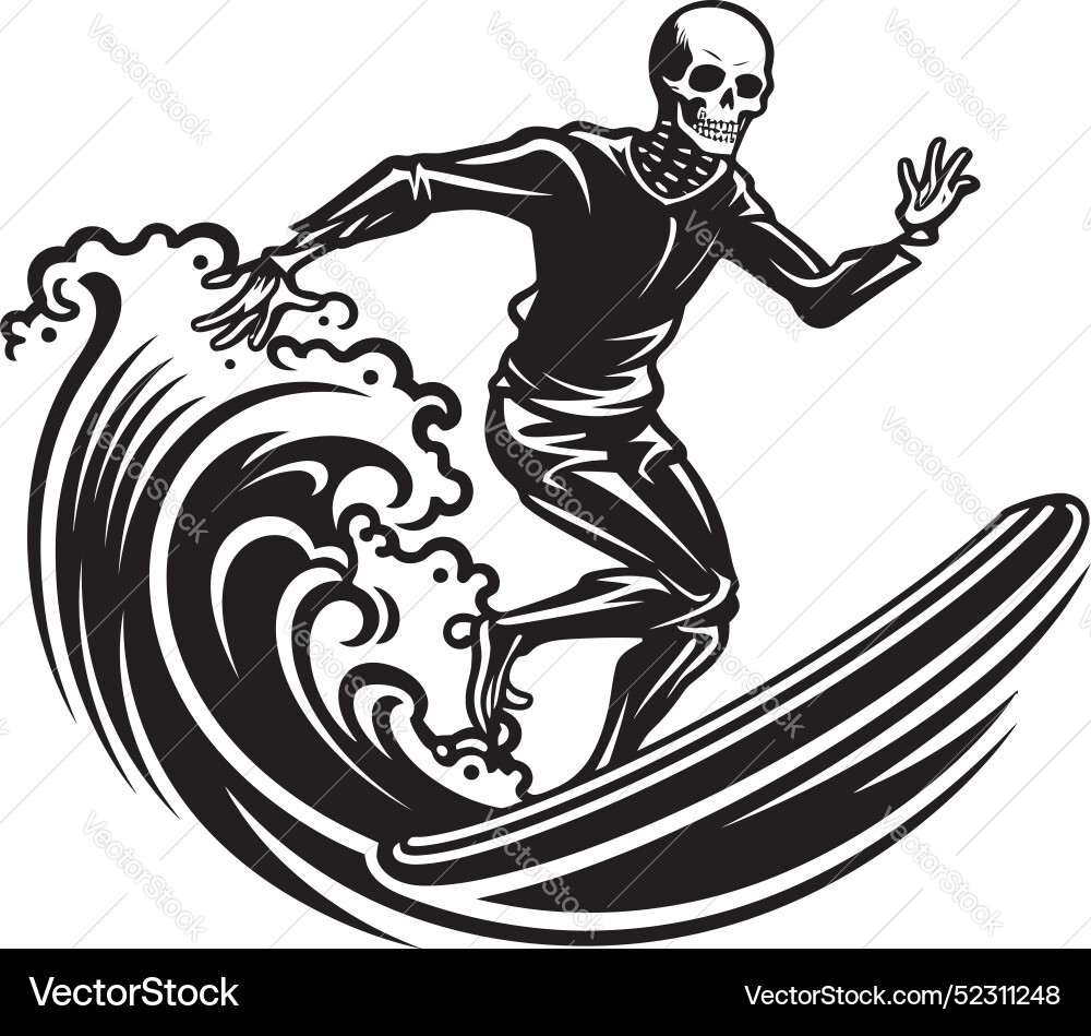 Bonebarrel surfing skeleton graphics skullsurf Vector Image