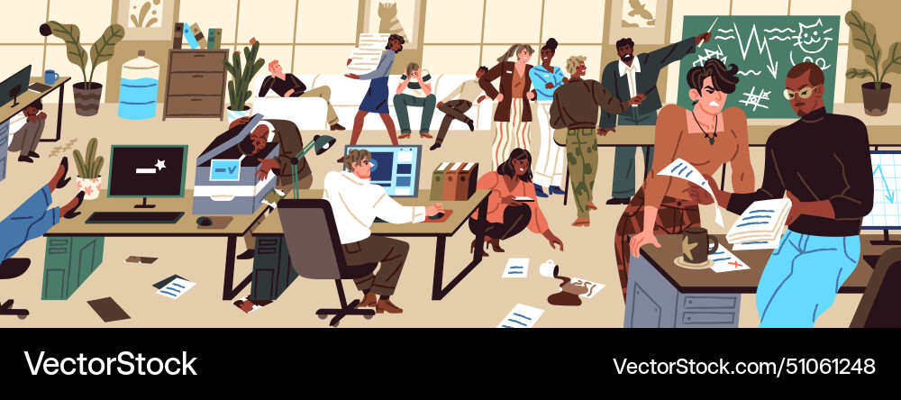 Chaos in office problems with management Vector Image