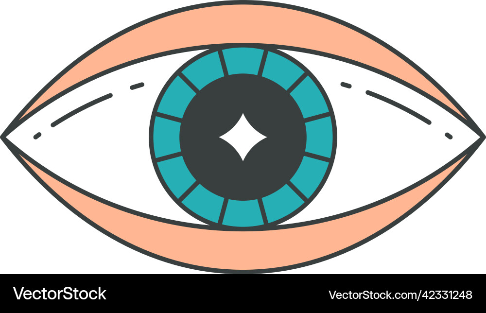 Comic human eye with blue eyeball and eyelids pop Vector Image