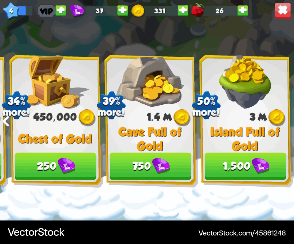 Complete set of level button game ui pop-up icon Vector Image