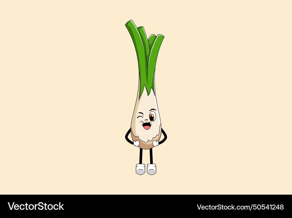 Cute leek character design Royalty Free Vector Image