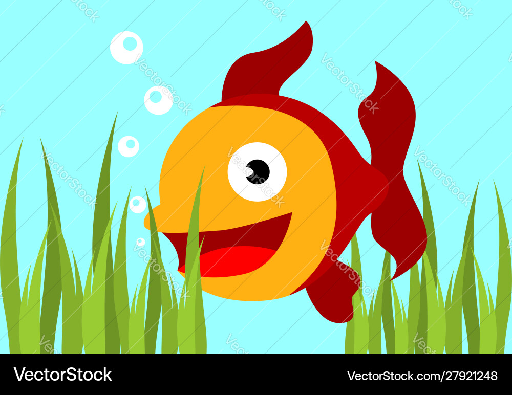 Cute red fish Royalty Free Vector Image - VectorStock