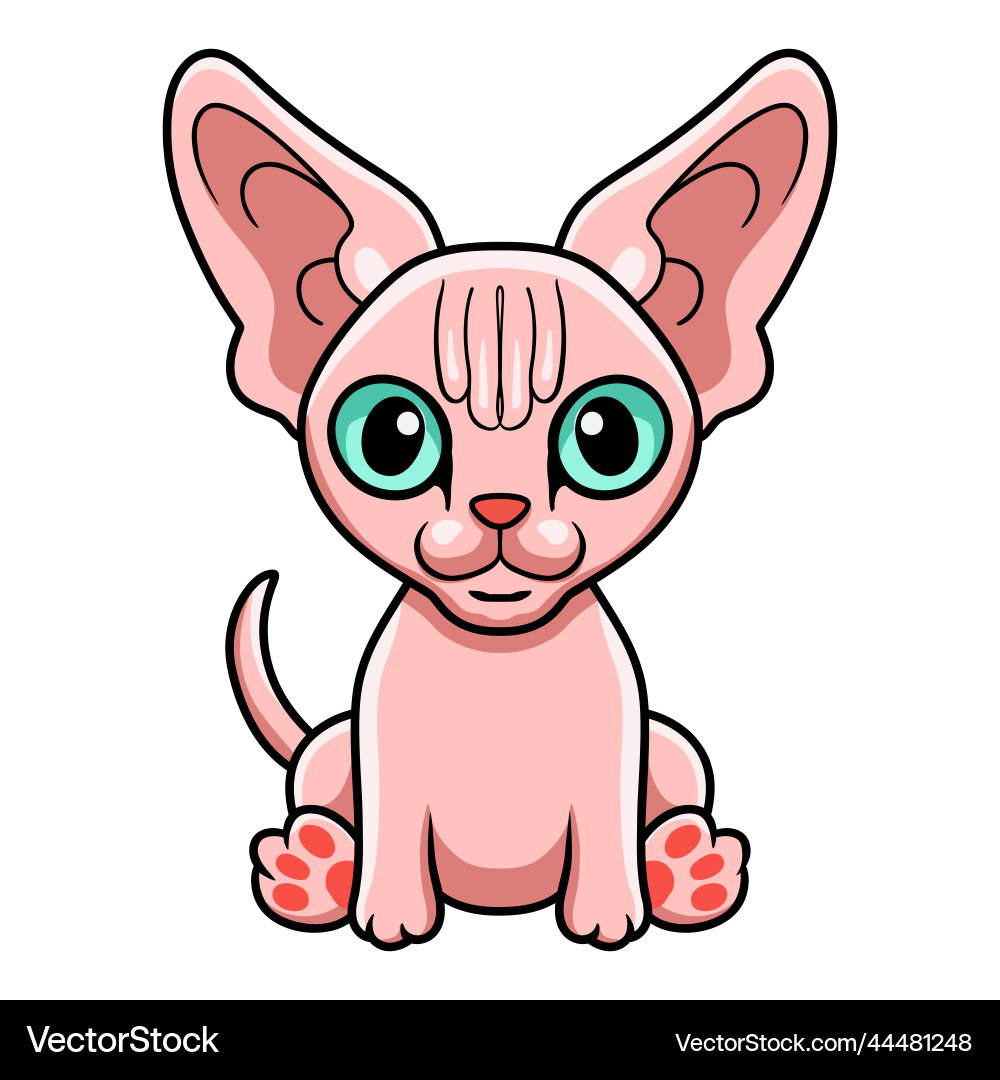 Cute sphynx cat cartoon sitting Royalty Free Vector Image