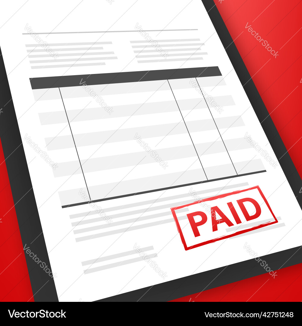 Document with paid stamp accounting concept Vector Image