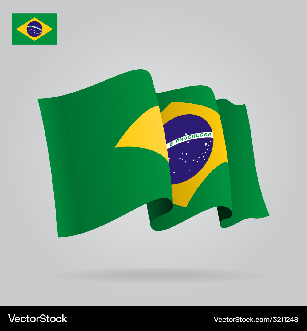 Flat and waving brazilian flag Royalty Free Vector Image