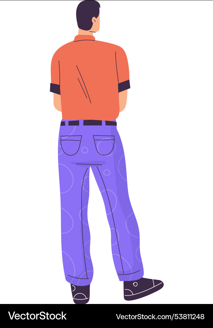 Man character standing from behind back view Vector Image