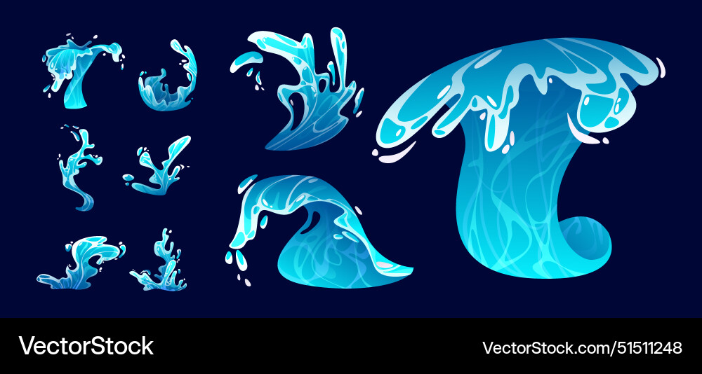 Ocean water wave splash sea surf cartoon Vector Image