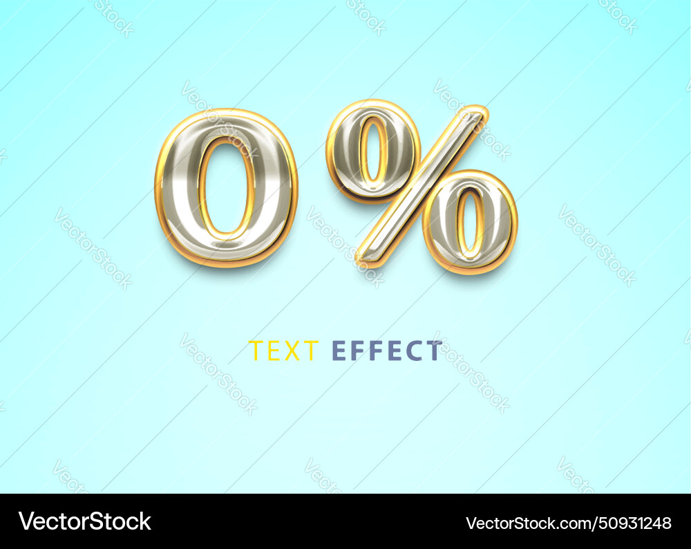 Text effect 0 silver and gold letters Royalty Free Vector
