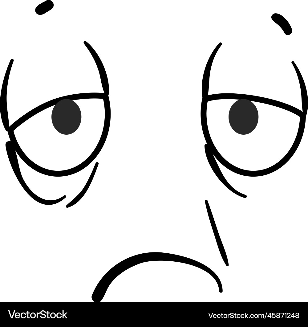 Tired comic face cartoon emotion retro emoji Vector Image
