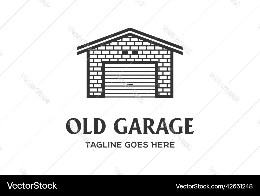 Vintage Garage Line Art Logo Royalty Free Vector Image
