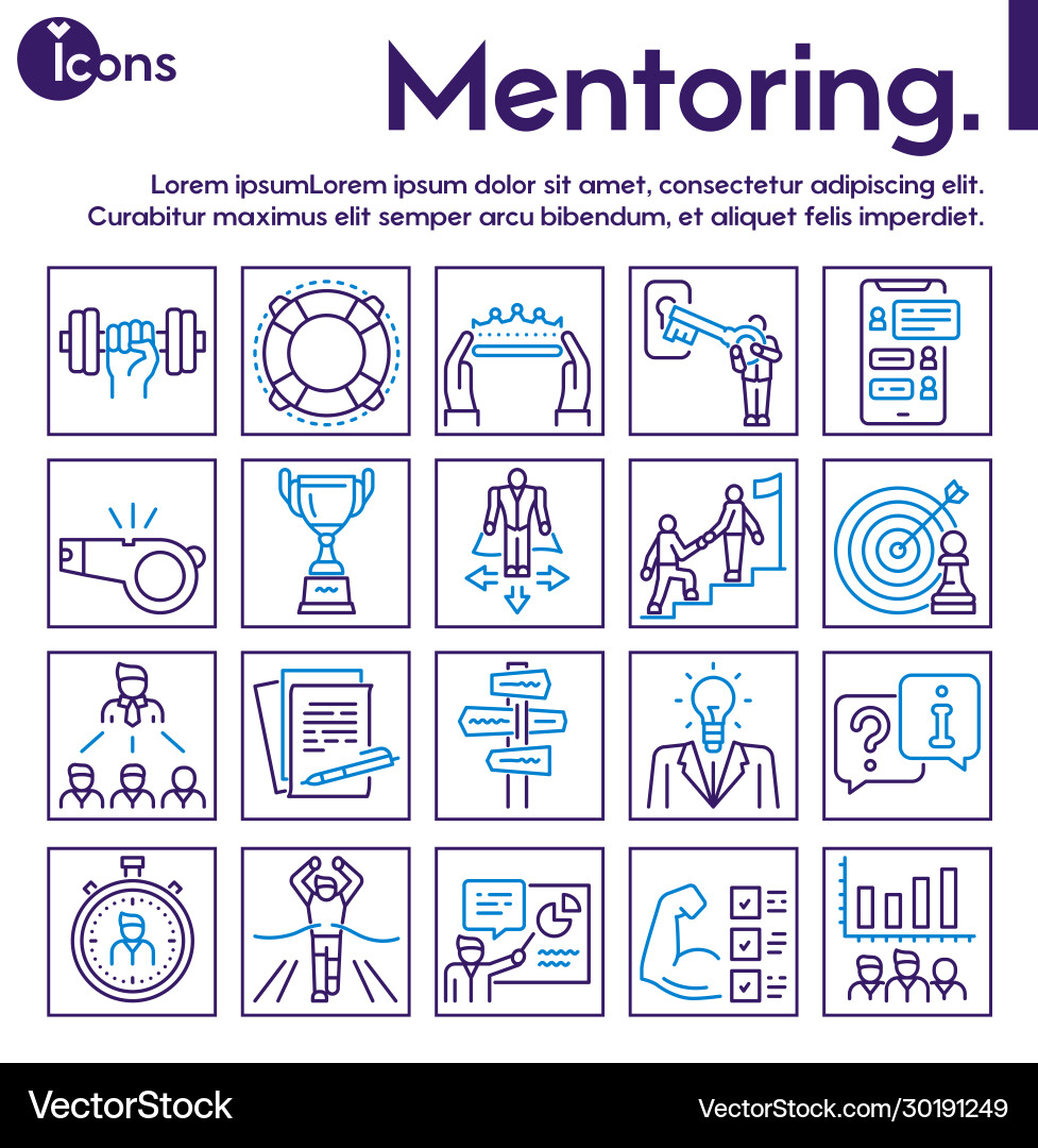 Coaching & Mentoring Icons Royalty Free Vector Image