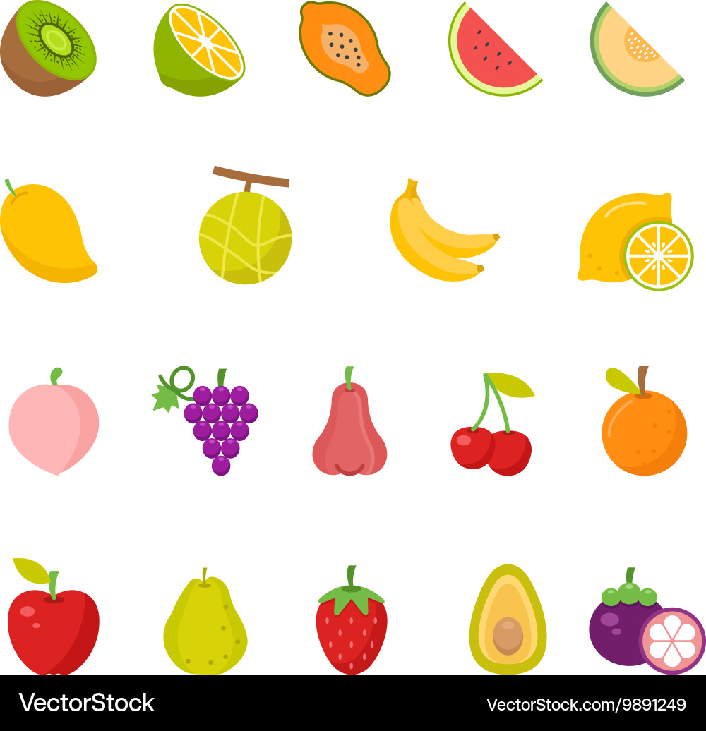 Color icon set - fruits Royalty Free Vector Image